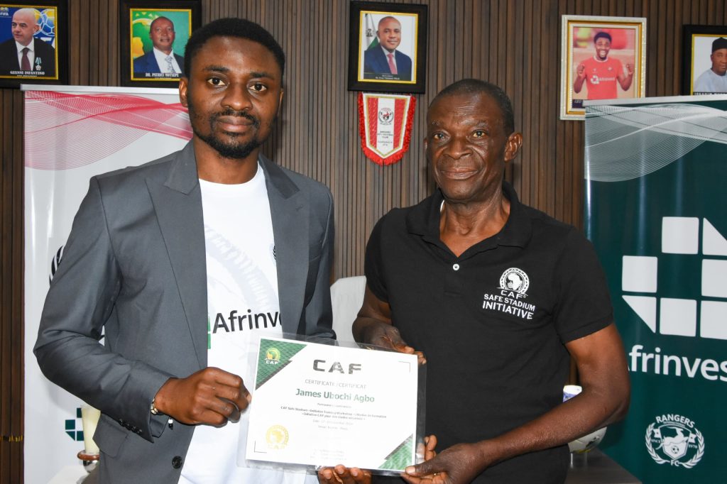 Rangers CEO, Ezeaku, receives club's FIFA and CAF certified security chief - Sportsnow.com.ng